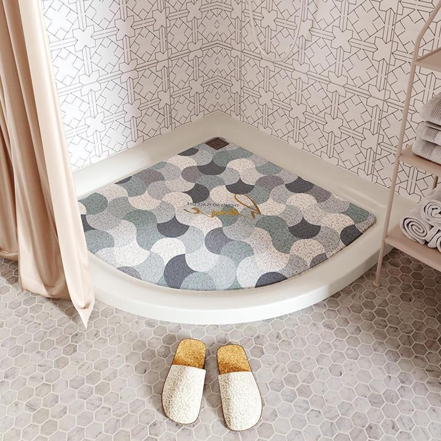 Corner Shower Mat, Non-Slip Shower Mats For Inside Shower, Loofah ...