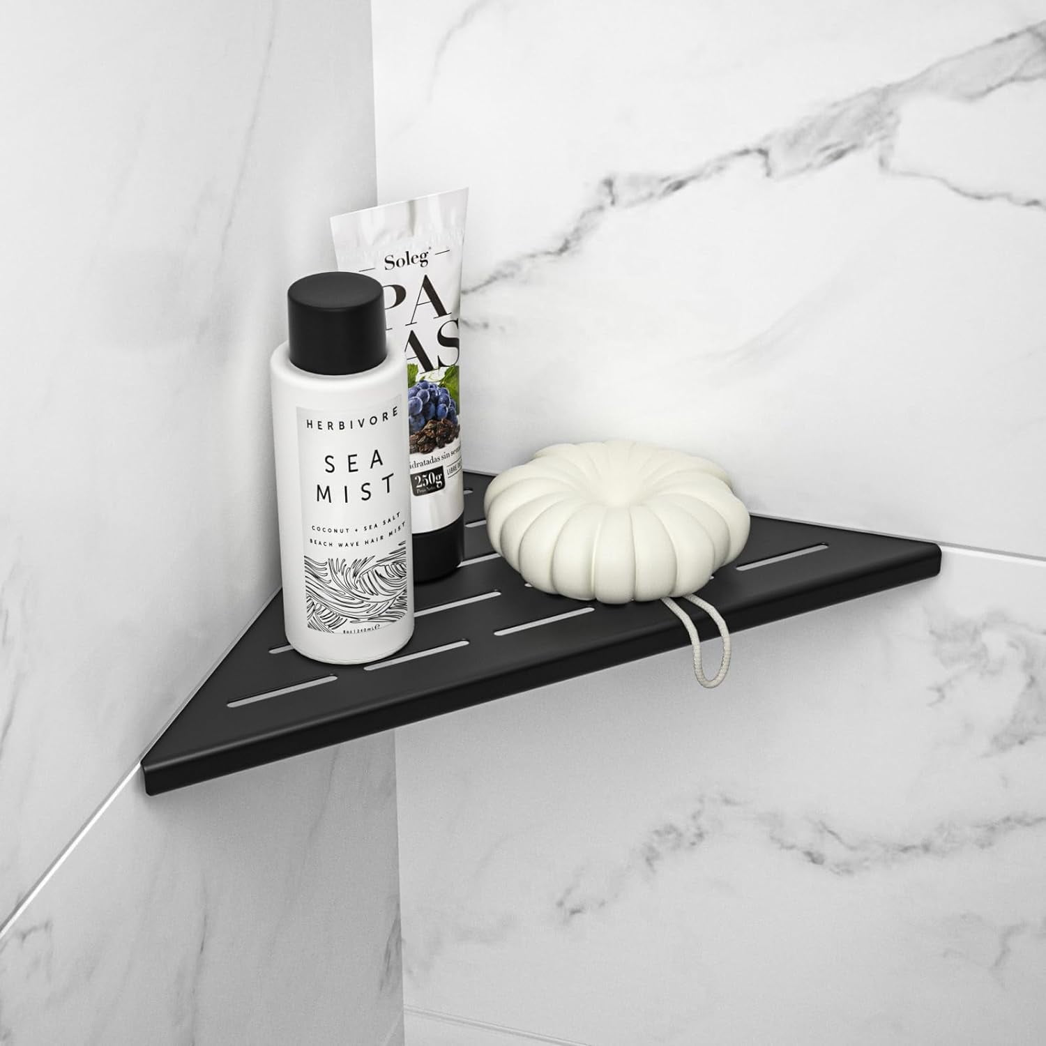 Corner Shower Shelf 10" Matte Black 304 Stainless Steel Slot Design ...