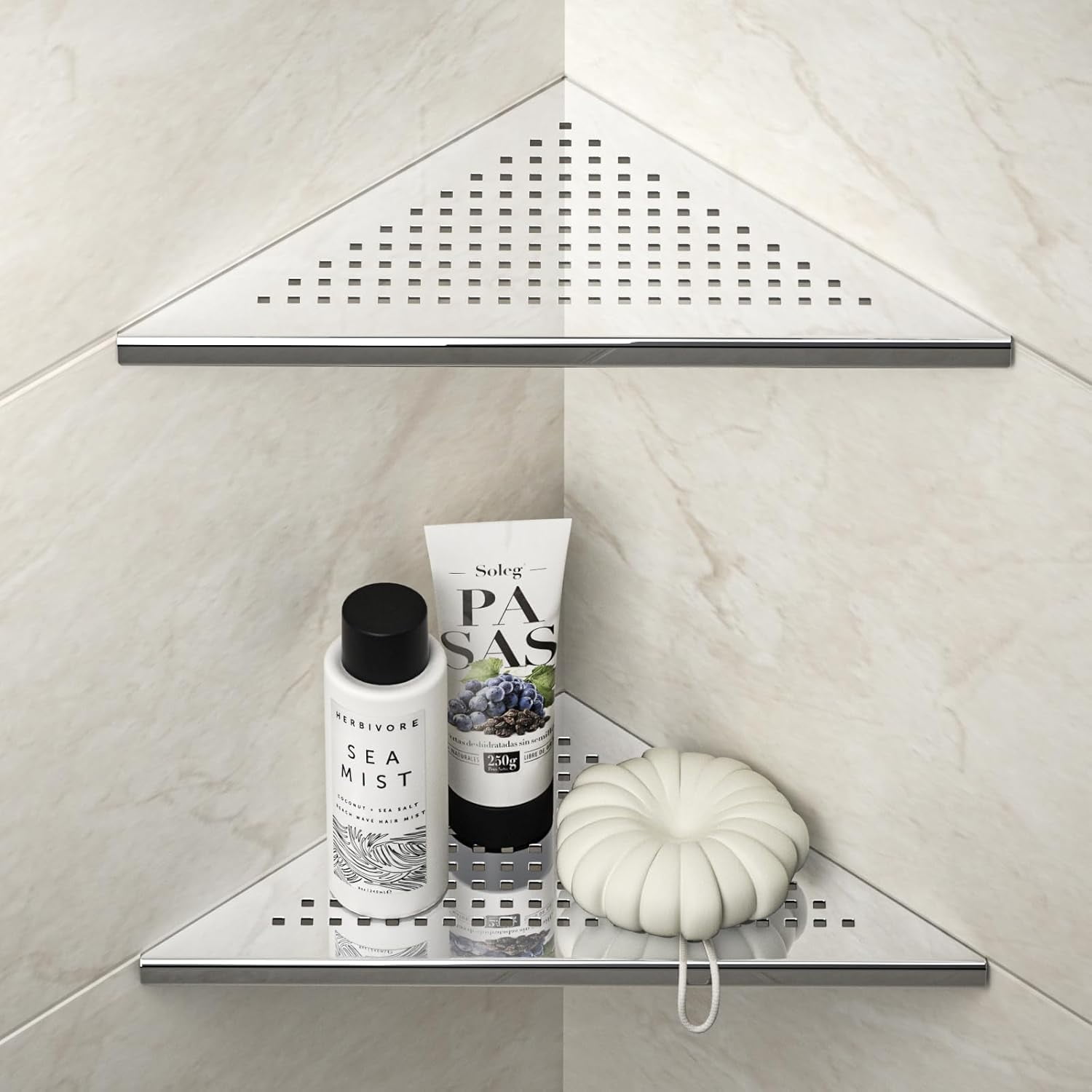 Corner Shower Shelf, 10" Polished 304 Stainless Steel Recessed Shelves ...