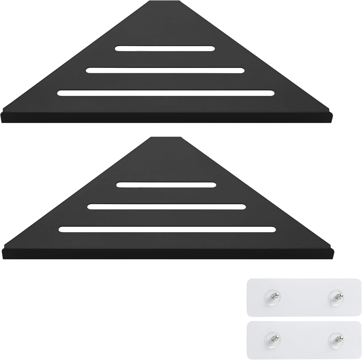 Corner Shower Shelf, 8 Inch Matte Black 2-PACK Bathroom Organizer, 3M ...
