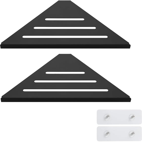 Corner Shower Shelf, 8 Inch Matte Black 2-PACK Bathroom Organizer, 3M ...