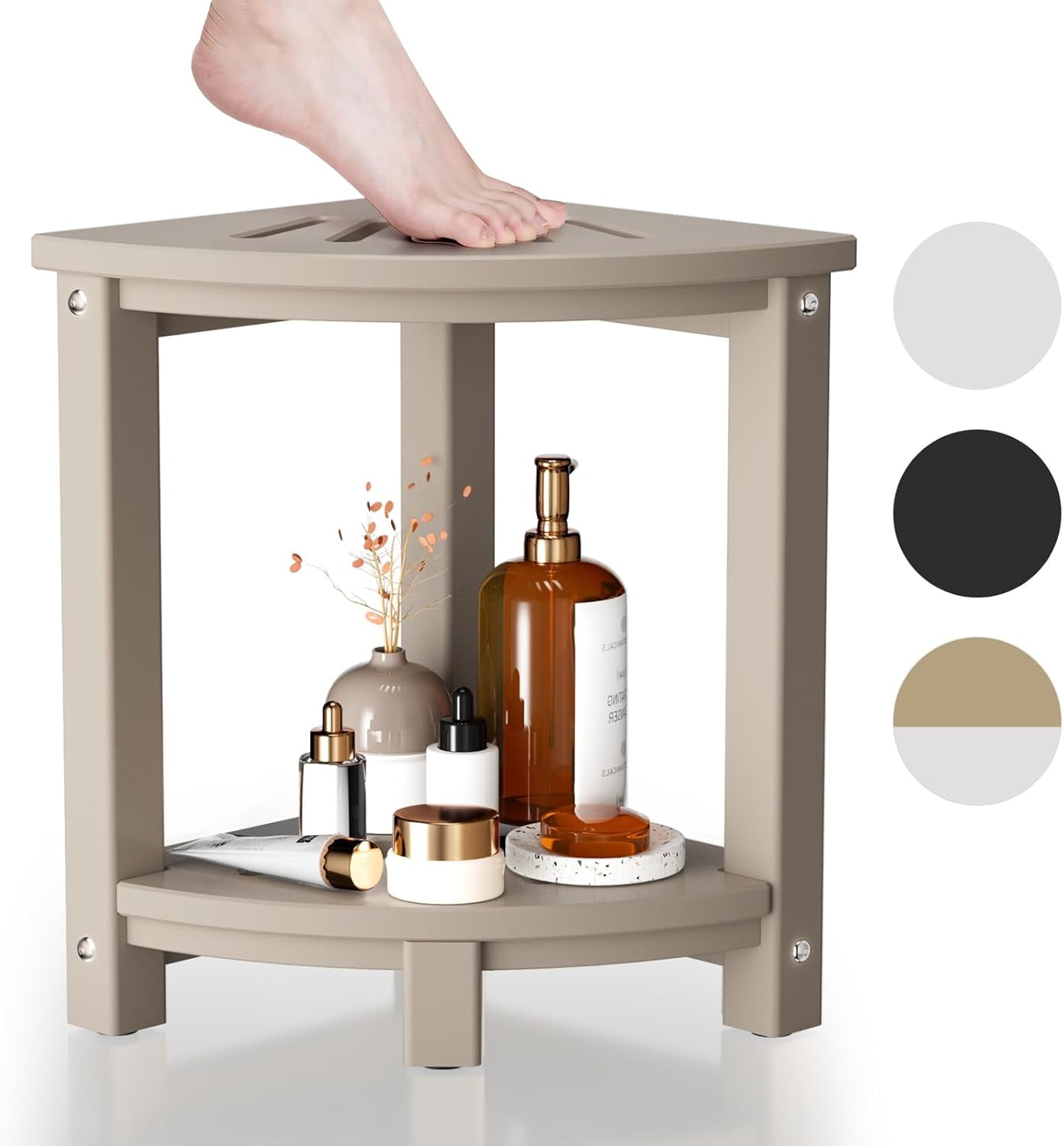 Corner Shower Stool, HDPE Waterproof Shower Bench Seat, Sturdy Bath Foot Stool for Shaving Legs ...