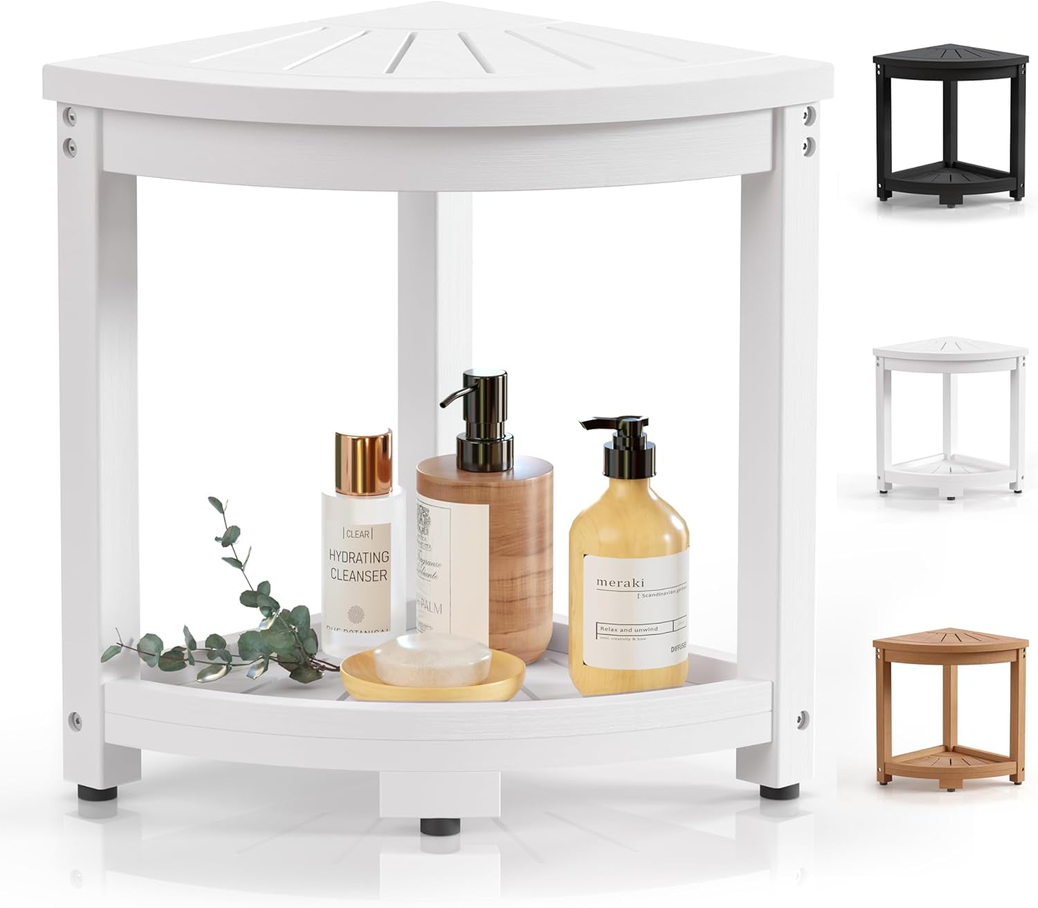 Corner Shower Stool for Inside Shower, HIPS Waterproof Shower Bench ...
