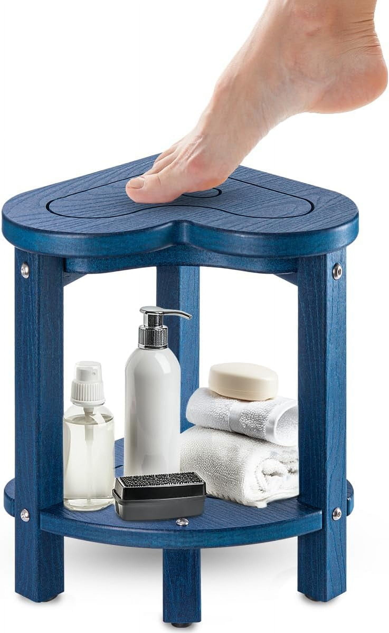 Corner Shower Stool for Inside Shower - Waterproof Corner Shower Bench, HDPE Plastic Bathroom ...