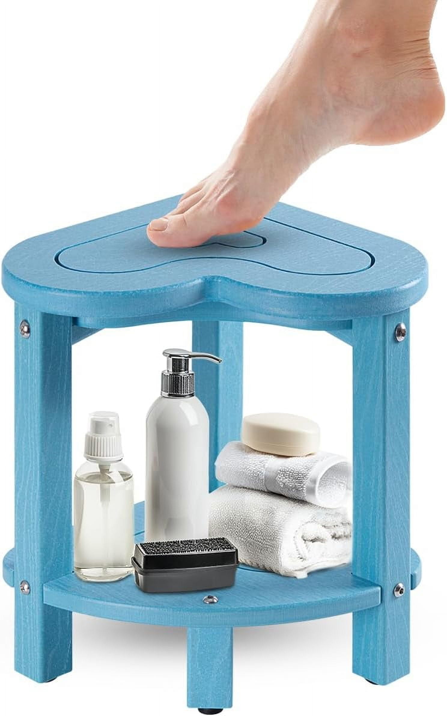 Corner Shower Stool for Shaving Legs， HDPE Waterproof Bathroom Shower Bench, Poly Lumber Corner ...