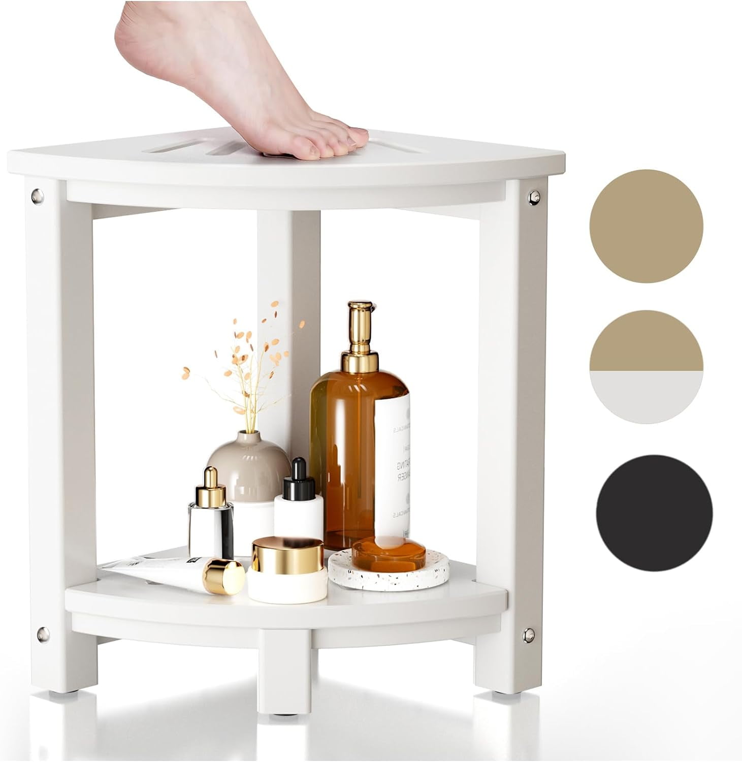 Corner Shower Stool for Inside Shower, HDPE Waterproof Shower Bench Seat, Sturdy Bath Shower ...