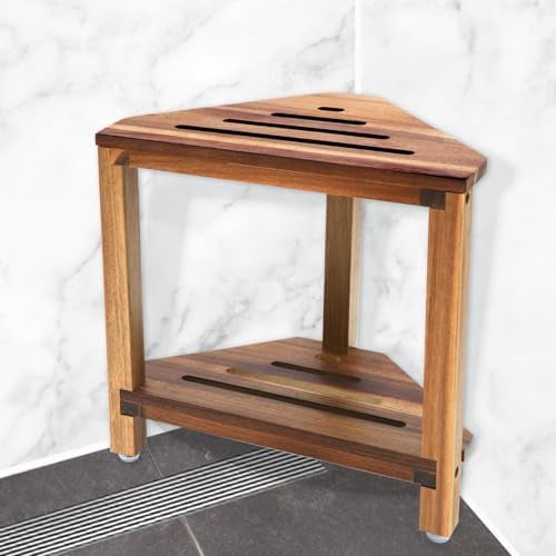 Corner Shower Stool with Storage Shelf Shower Foot Rest for Shaving ...