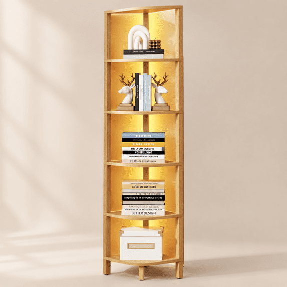 Corner Shwith Led Light 6-tier Bookshelf - Walmart.com