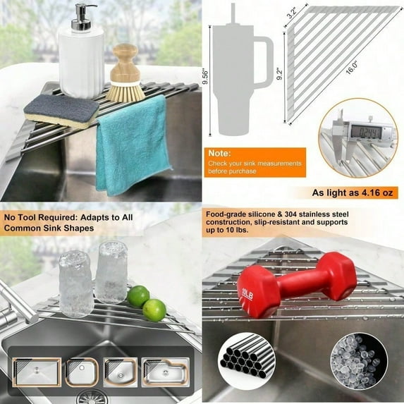 Corner Sink Caddy Triangle Dish Drying Rack for Sink Corner Sponge ...