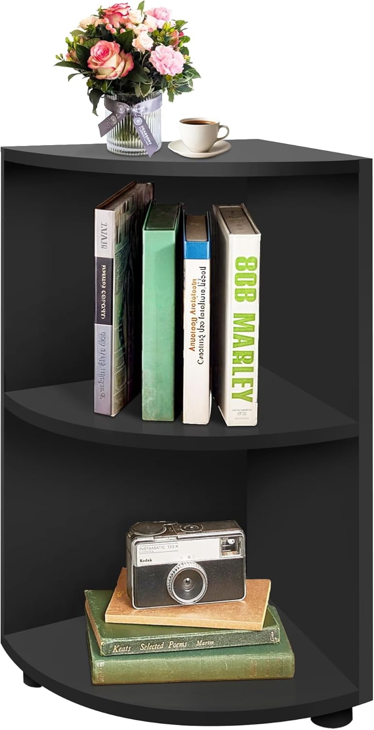 Corner Stand, 2-Tier Small Corner Storage Shelf, Wood Shelves for ...