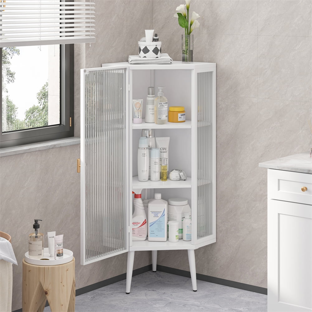 Corner Storage Cabinet, 22.25'' Metal Corner Floor Cabinet With ...