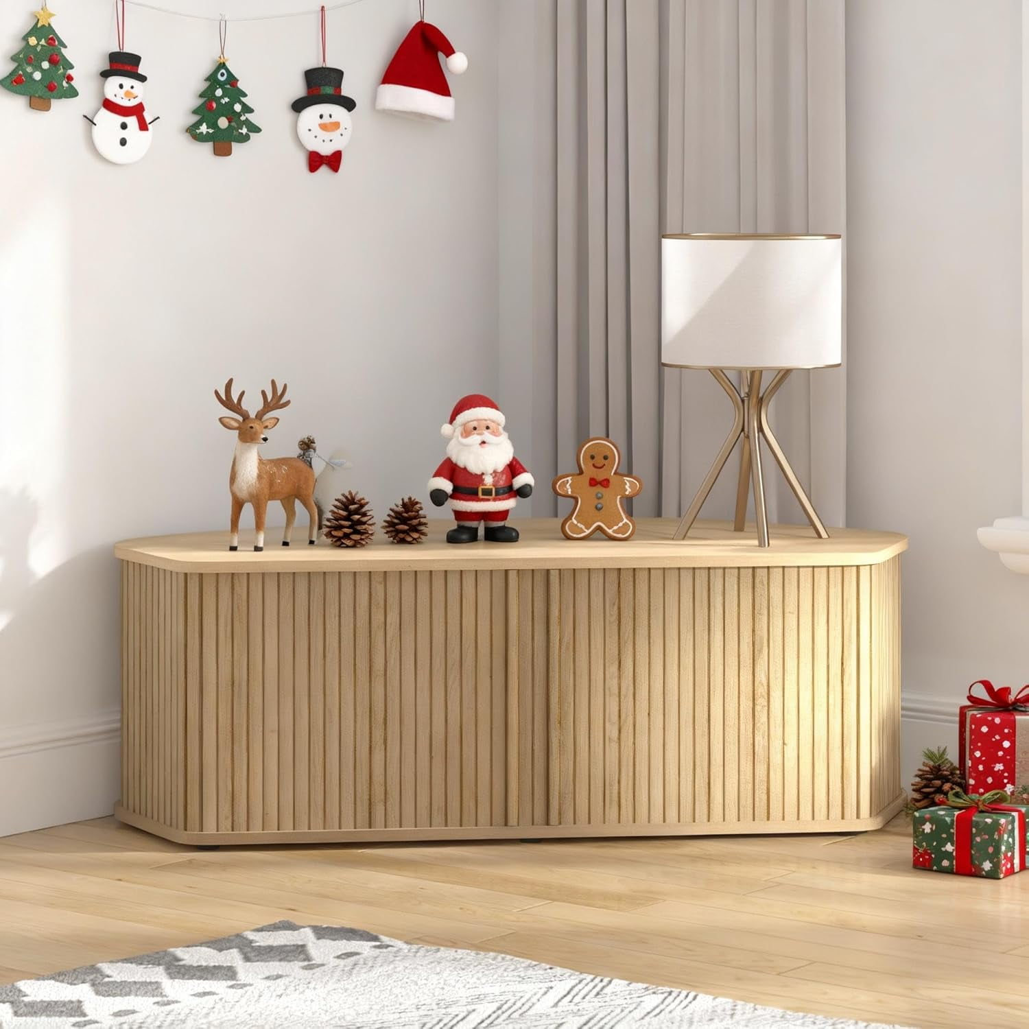 Corner TV Stand 43 Inch, Mid Century Corner Entertainment Center with ...