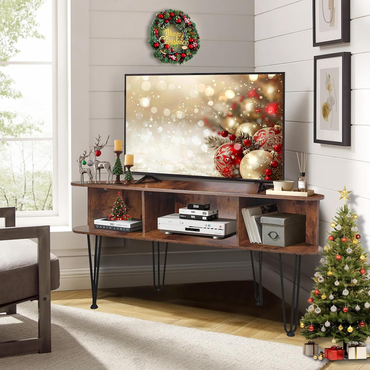Corner TV Stand for 50 Inch TV, Entertainment Center with Storage ...