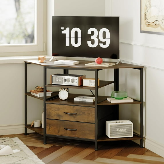 Corner TV Stand for 55 Inch TV, Farmhouse Entertainment Center with 2 ...