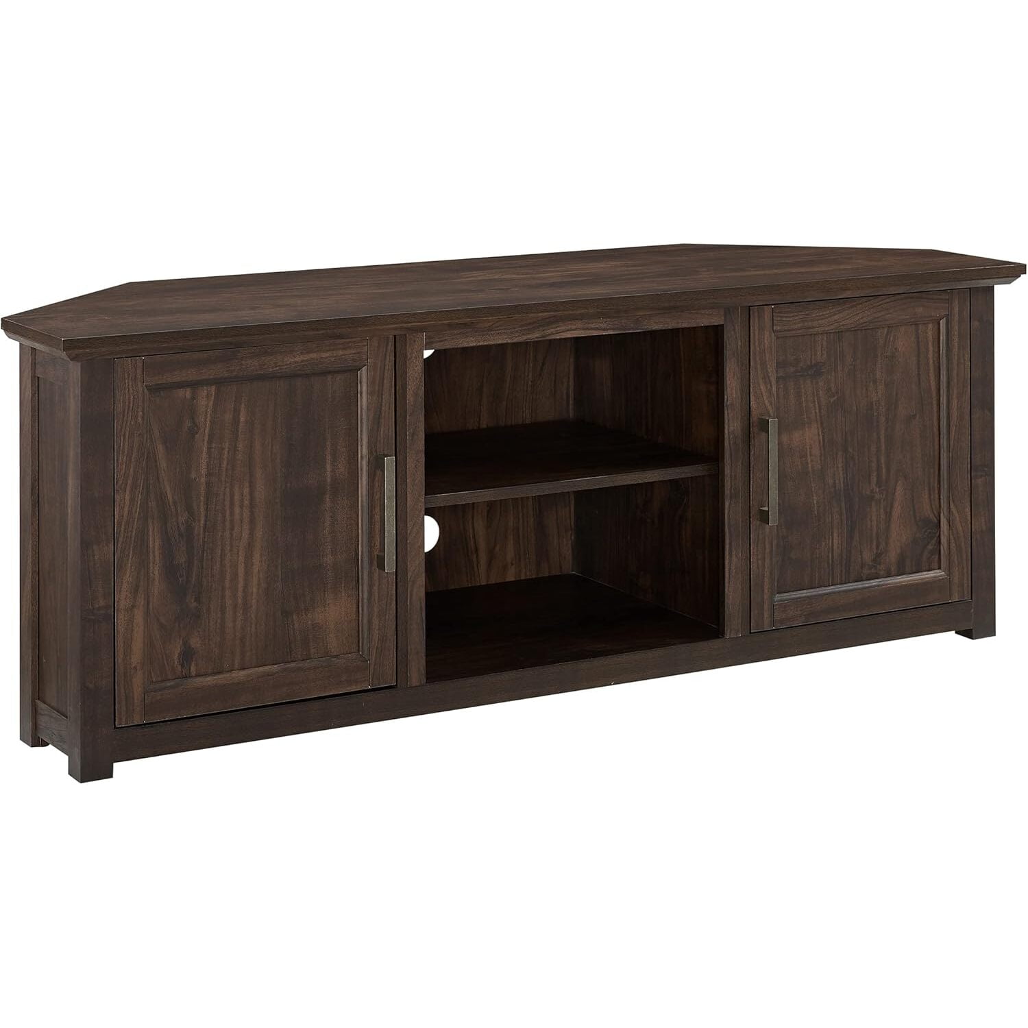Corner TV Stand 58 Inch " Dark Walnut Finish " Media Console with ...