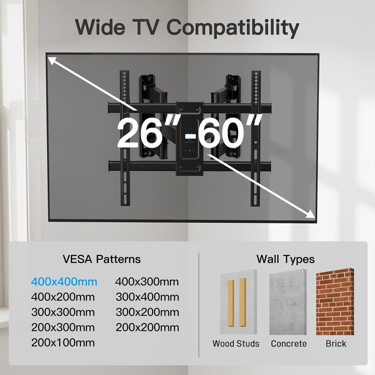 Corner TV Wall Mount Bracket for 26-60 inch LED LCD Flat Curved Screen ...
