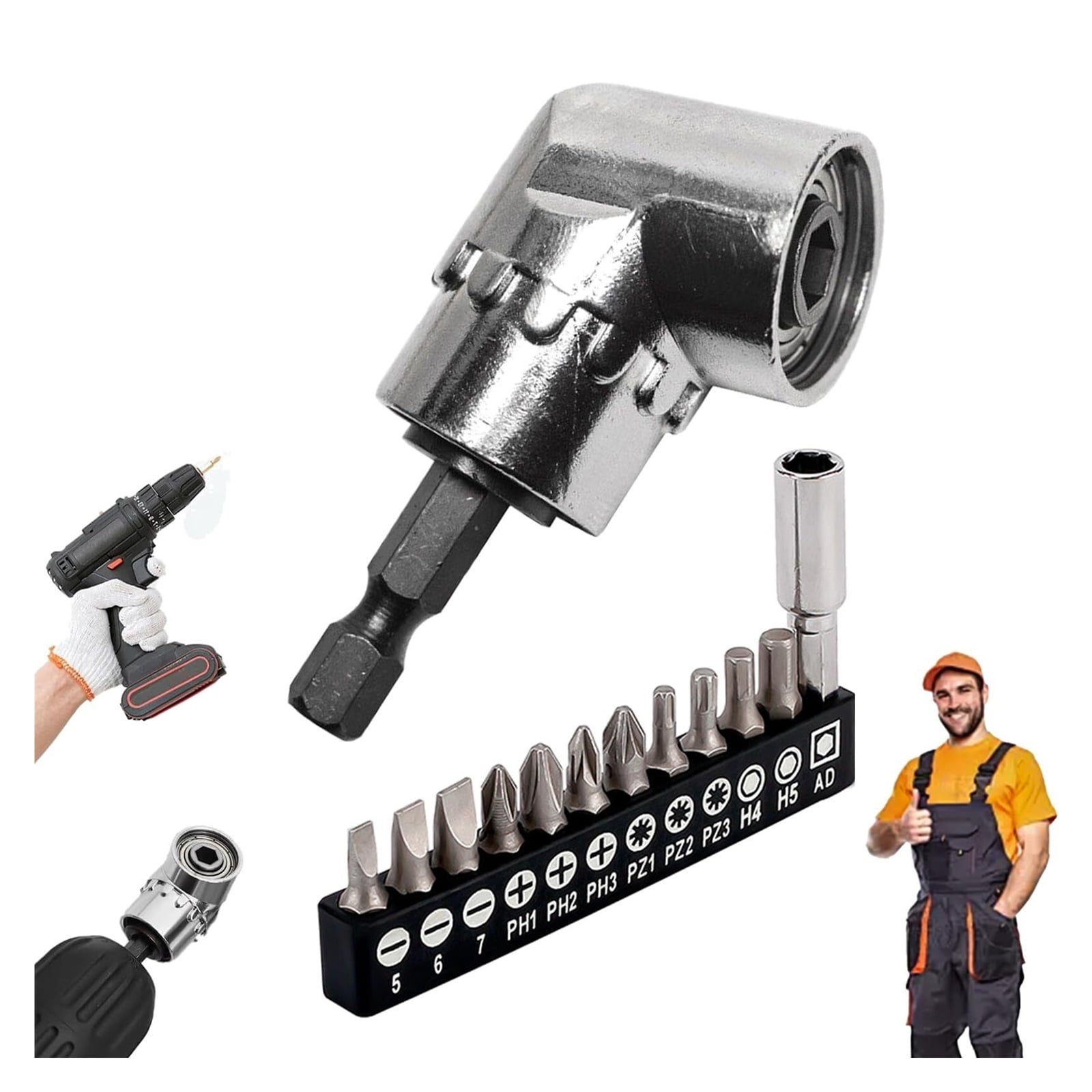 Corner Tool Screw Hub with Multi-function Bend Screwdriver Bit, 90 ...