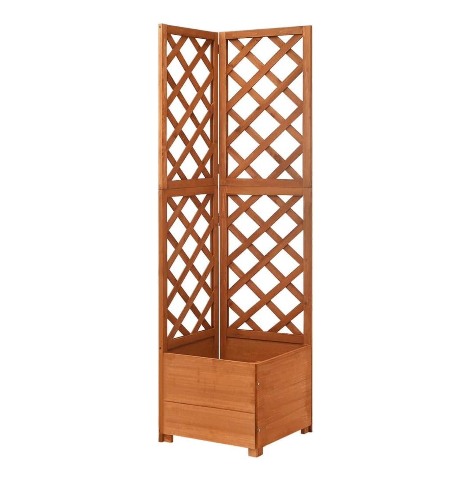 Corner Trellis Planter 15.7"x15.7"x59", Solid Fir Wood Outdoor Flower Planter with Trellis ...