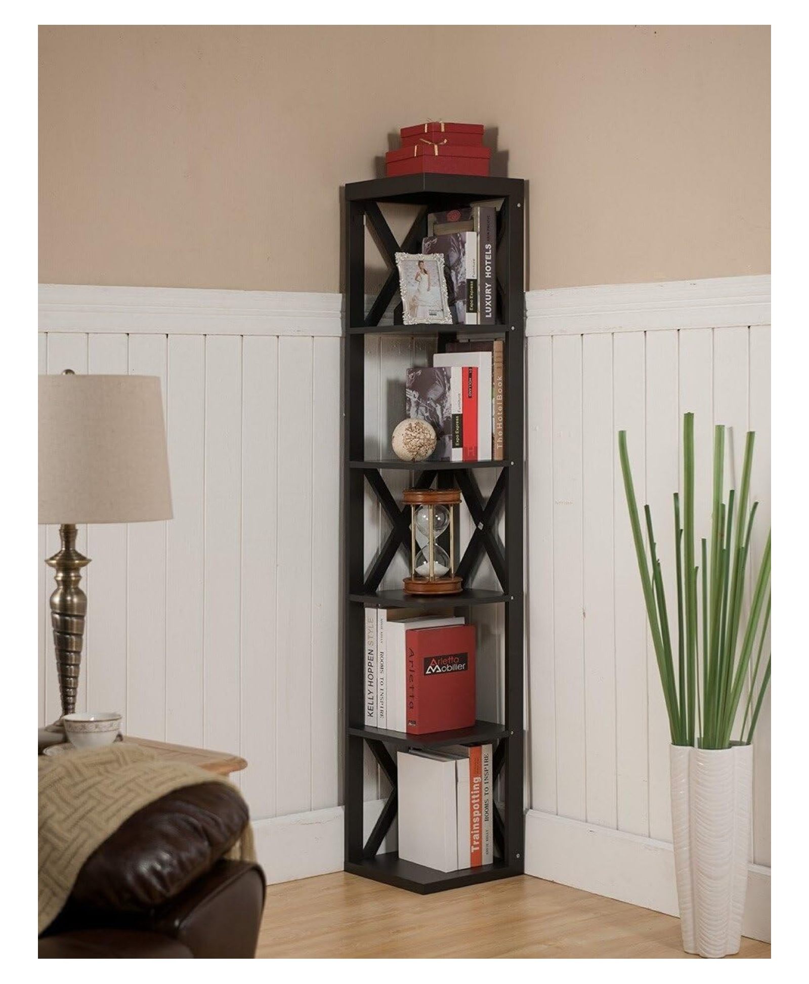 - Corner Unit 5 Tier Bookshelf/Bookcase Display Stand, Espresso ...