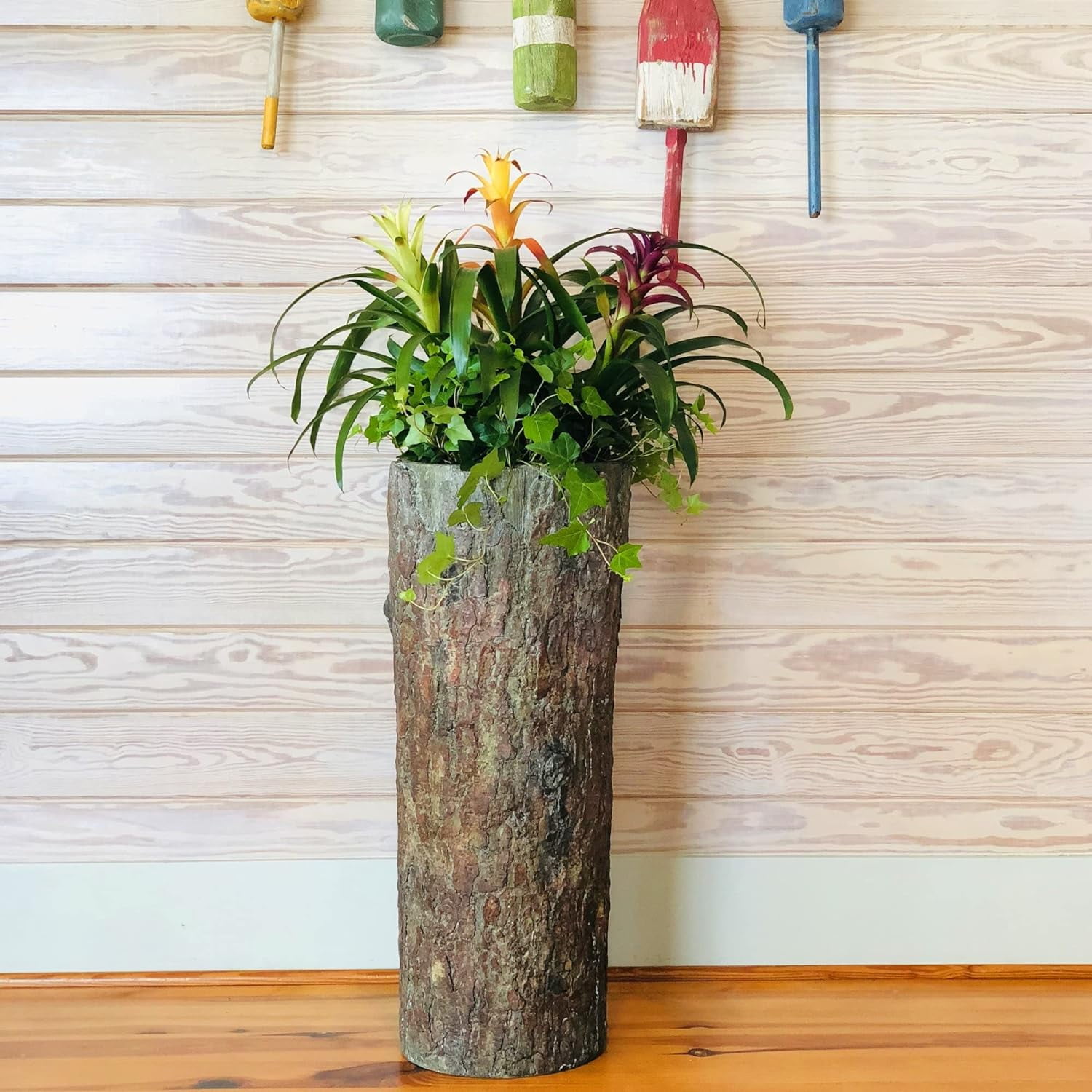 Corner Vintage Plant and Fern Stand. Unique Indoor Stump Planter and ...