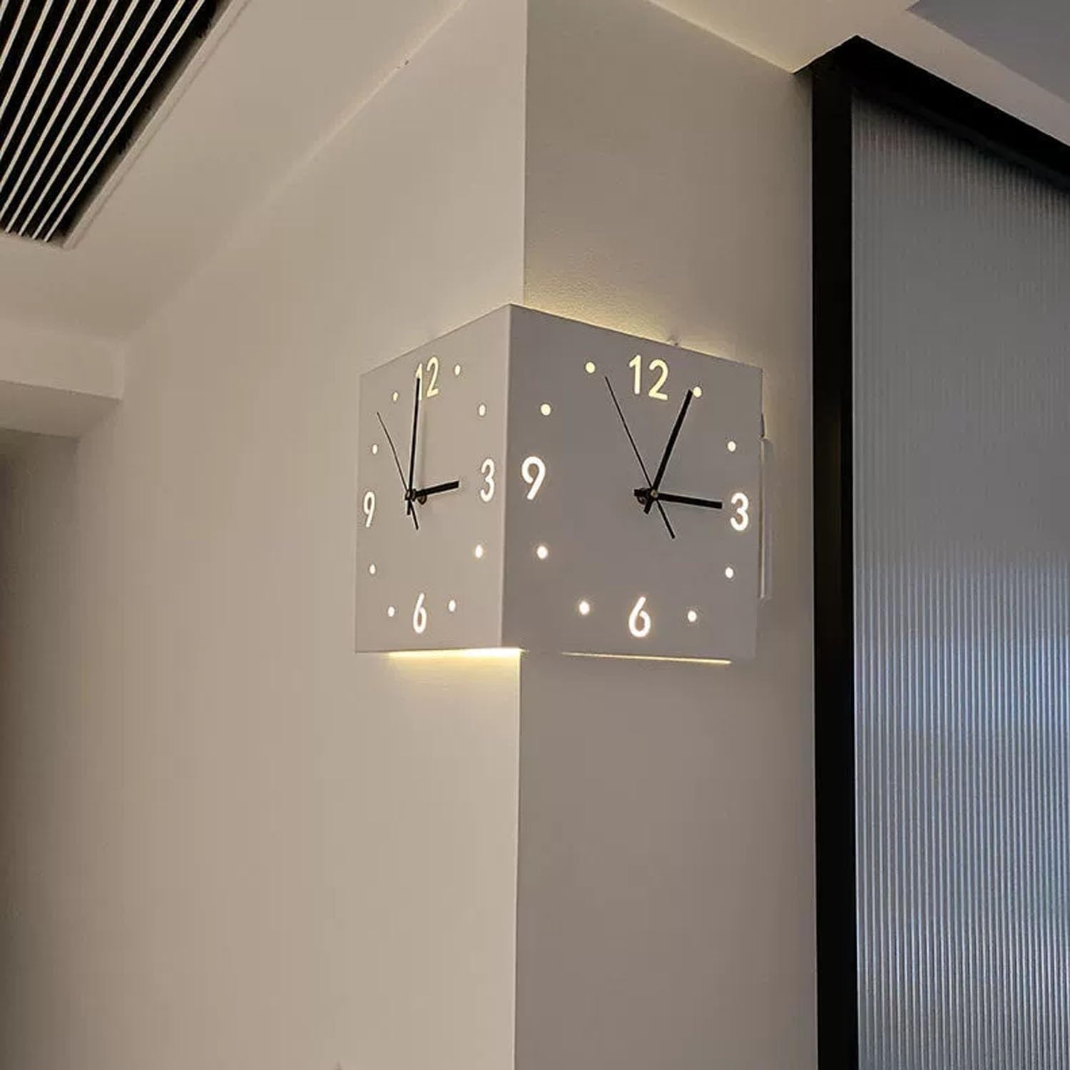 Corner Wall Clock with Light, Inductive Luminous Corner Clock, Luxury ...