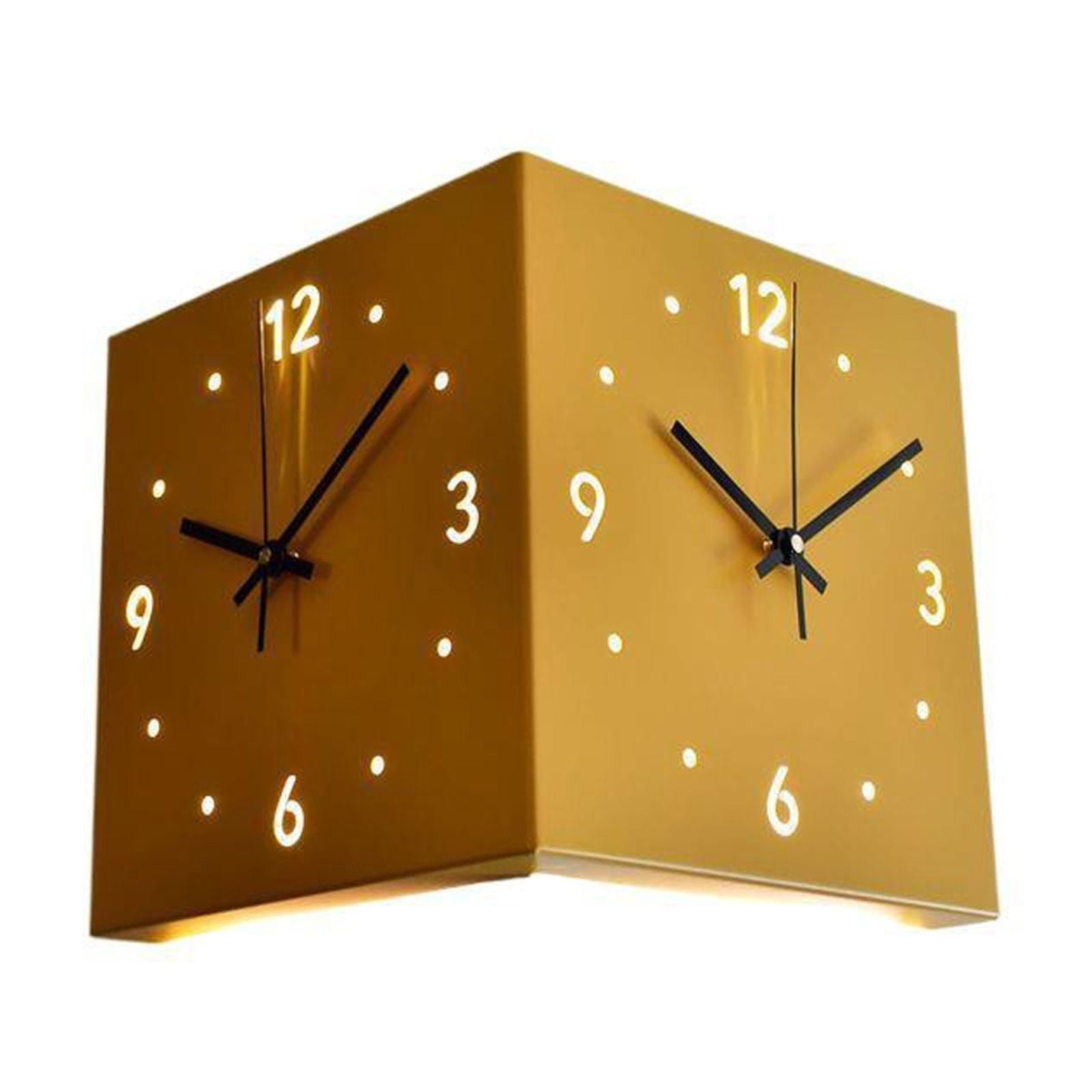 Corner Wall Clocks For Living Room Double Wall Clock With Light Square Digital Sensor Luminous ...