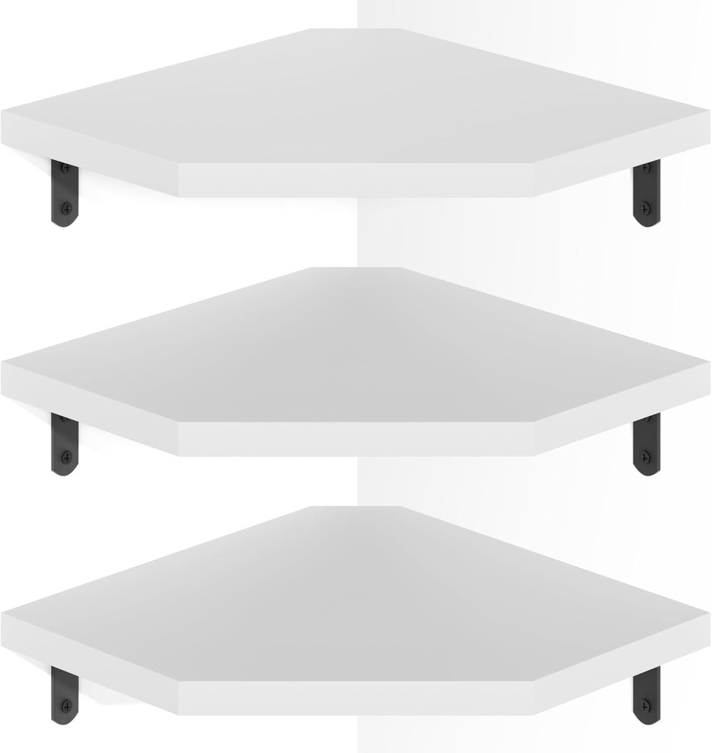 Corner Wall Shelf Set of 3 Corner Shelf Wall Mount, Solid Wood Corner ...