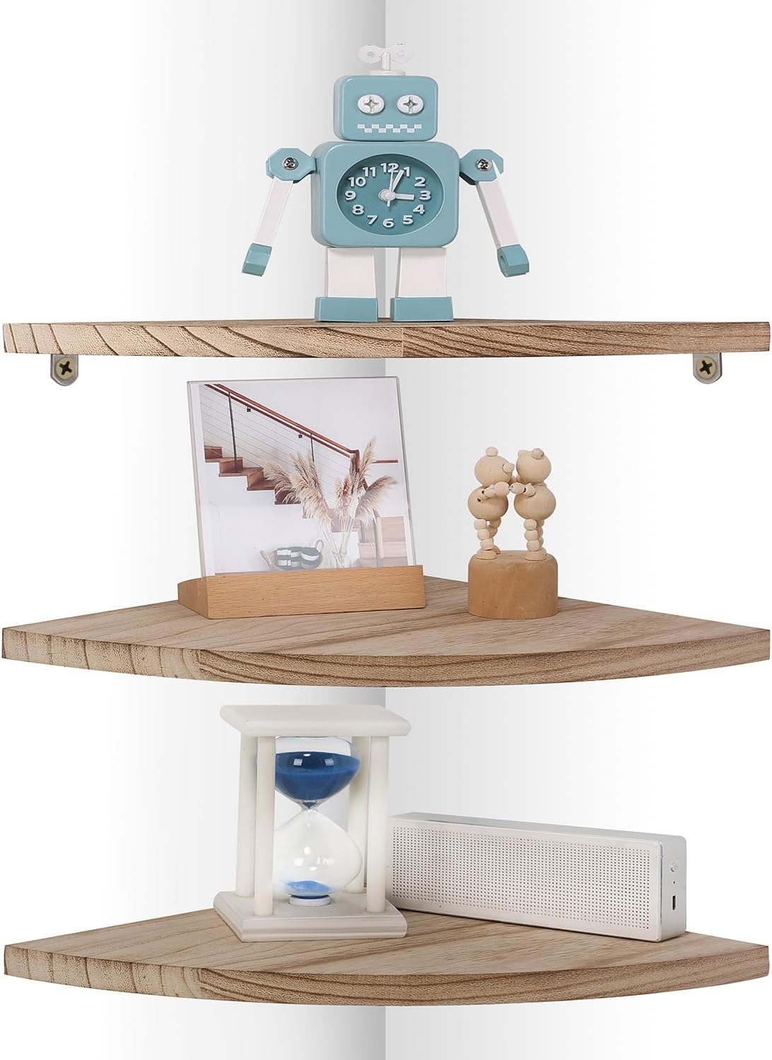 Corner Wall Shelf Set of 3, Floating Corner Shelves for Wall, Rustic ...