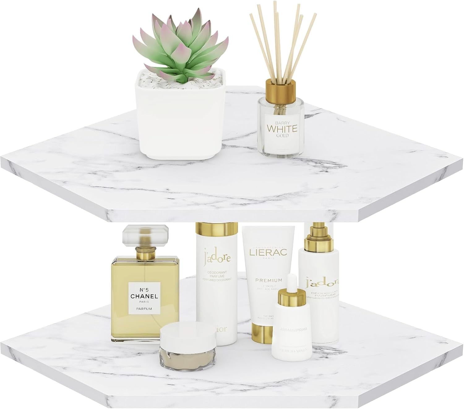 Corner Wall Shelf, Set of 2 Floating Corner Shelves with Wire Hole, 2 ...