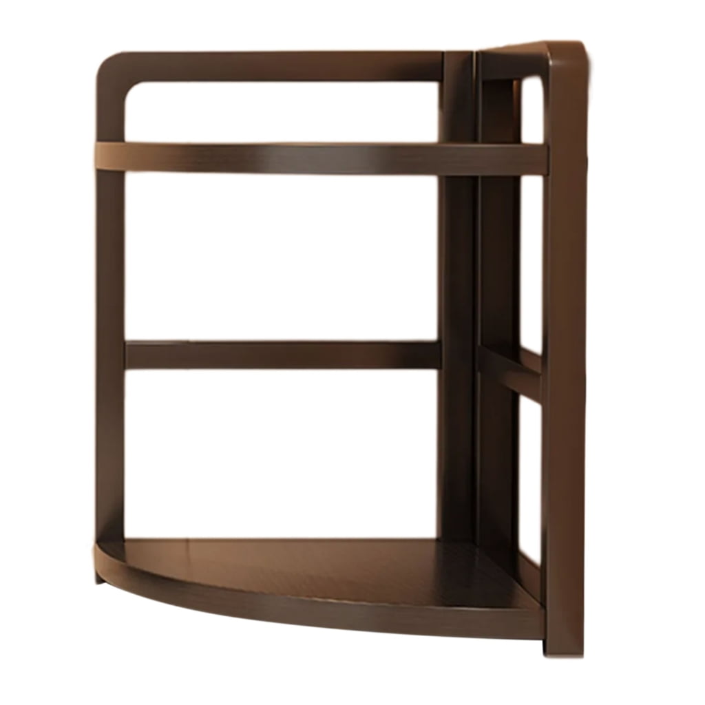 Corner Wall Shelf Small Bookcase Desktop Storage Rack Metal & Wood ...