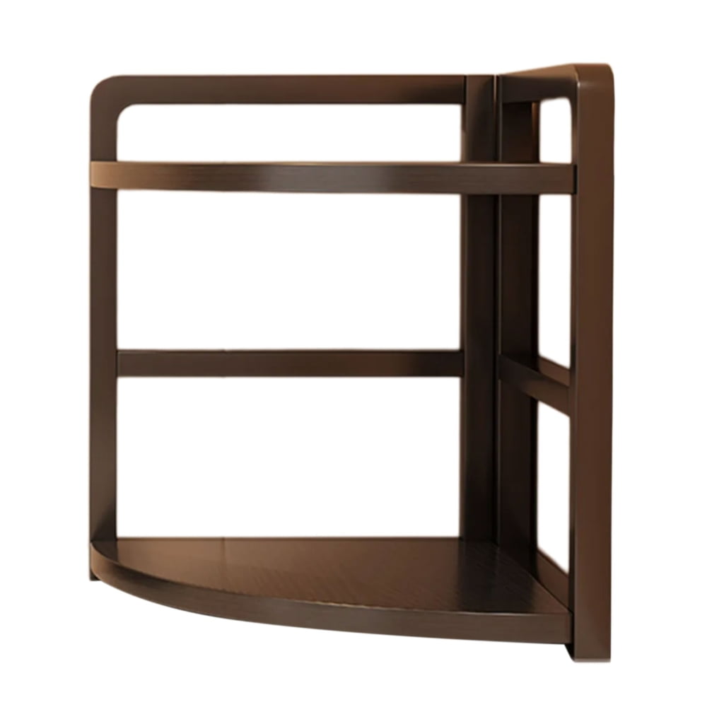 Corner Wall Shelf Small Bookcase Desktop Storage Rack Metal & Wood ...