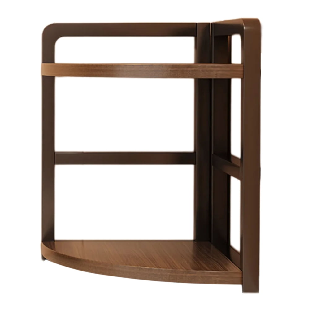 Corner Wall Shelf Small Bookcase Desktop Storage Rack Metal & Wood ...