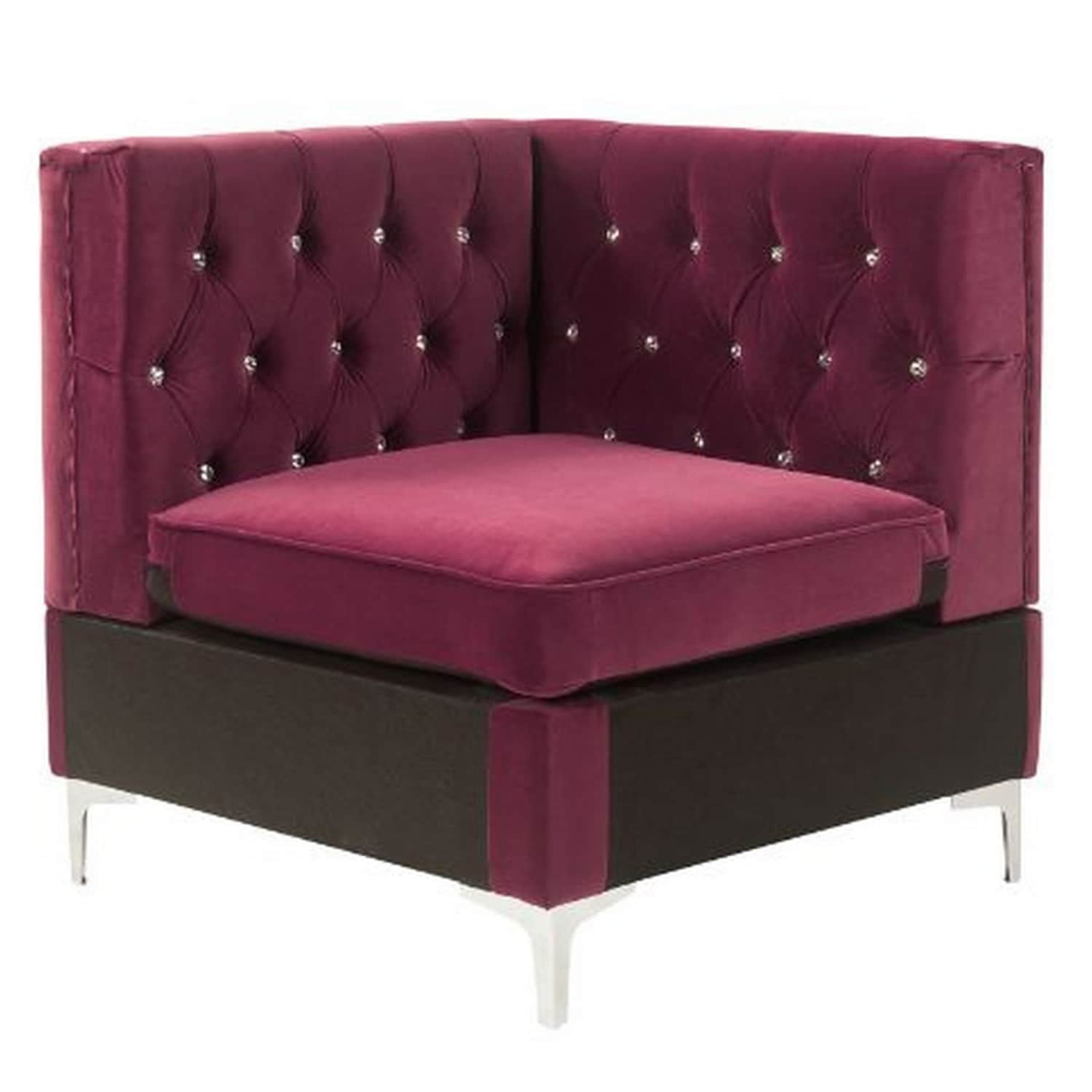 Corner Wedge with Velvet Upholstery and Metal Legs, Red - Walmart.com