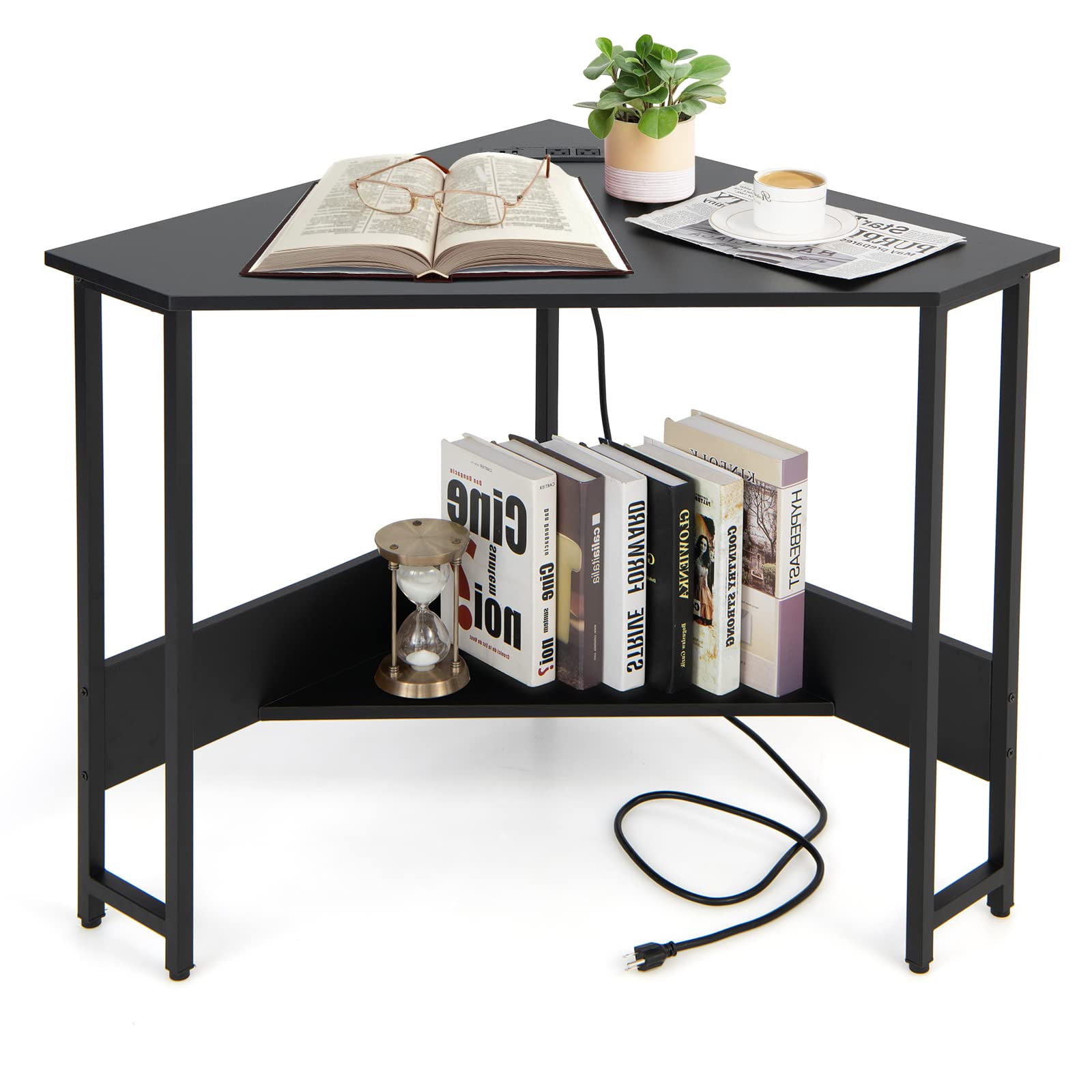 Corner Writing Desk with Power Outlets and USB Ports, Ergonomic Home ...
