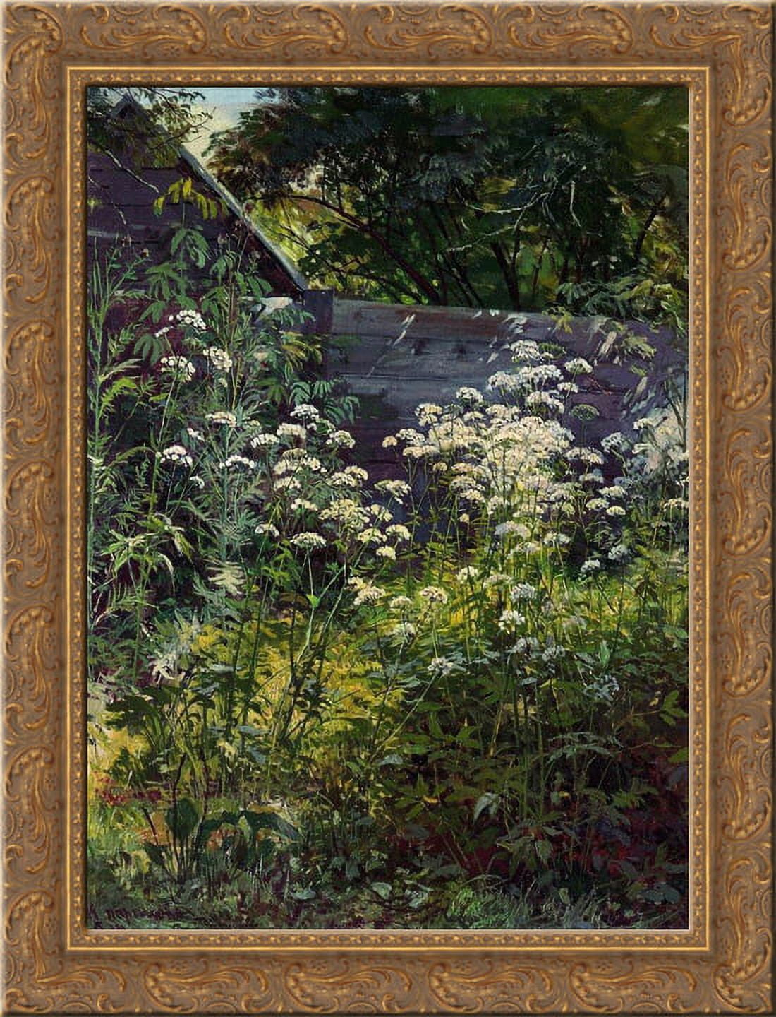 Corner of overgrown garden. Goutweed-grass 24x18 Gold Ornate Wood ...