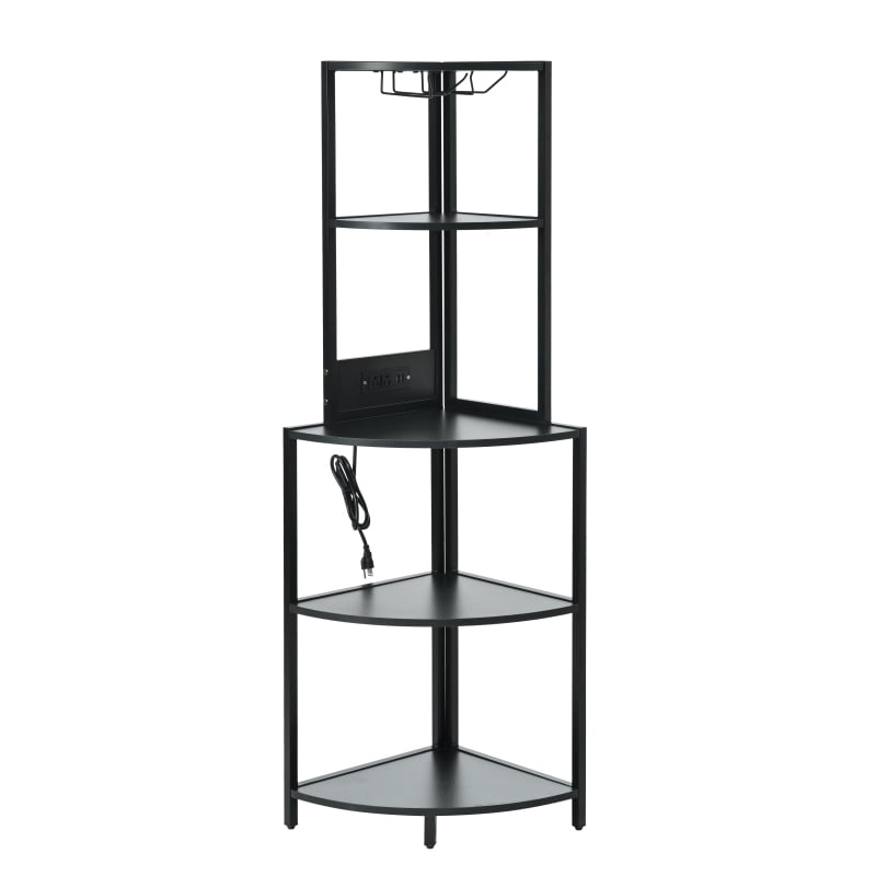 Corner shelf, narrow bookshelf, with LED light for lighting, USB port ...