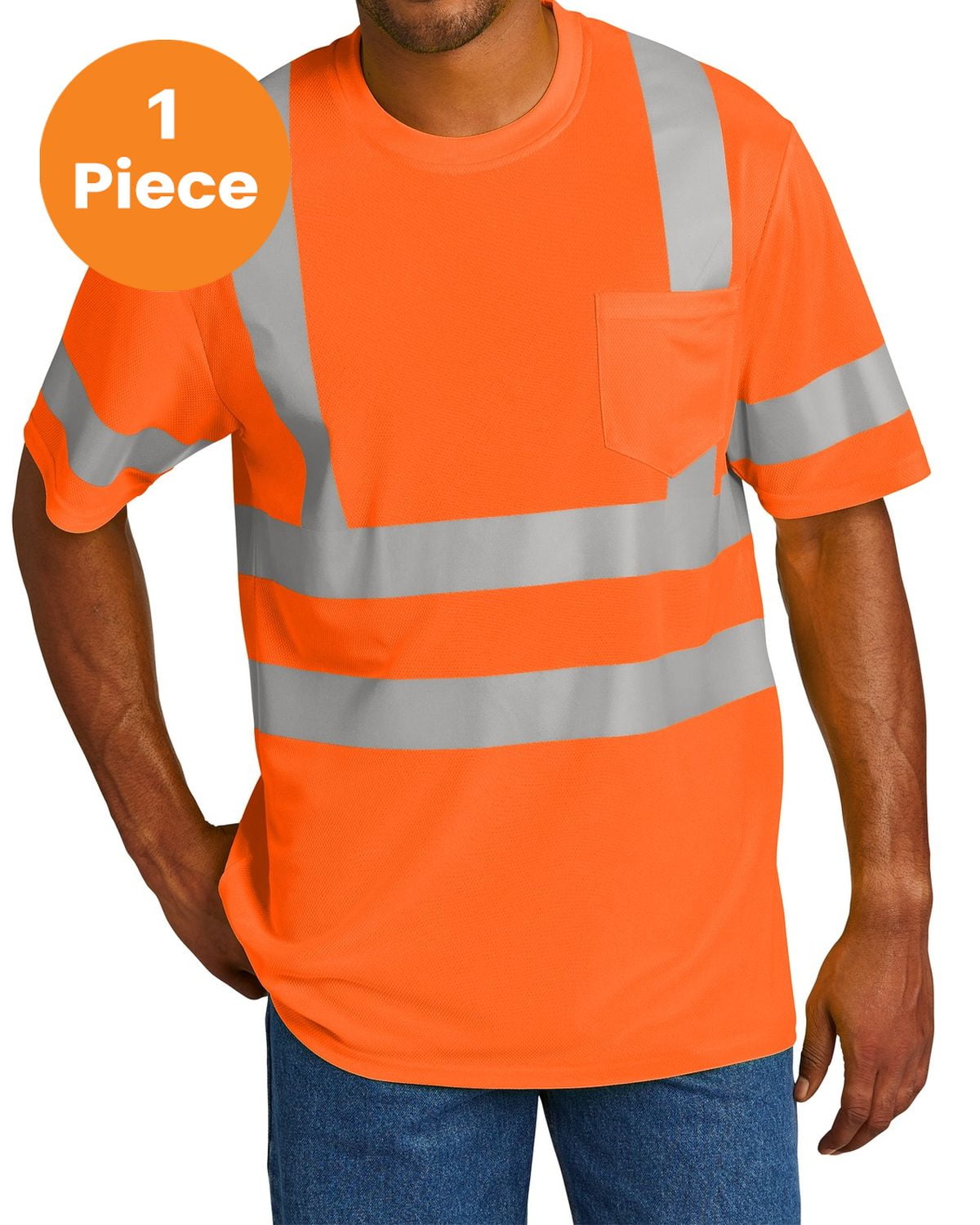 CornerStone CS202 ANSI 107 Class 3 Mesh T-Shirt, Safety Orange, M ...