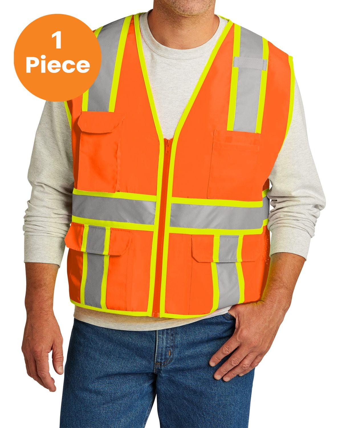 CornerStone CSV105 ANSI 107 Class 2 Surveyor Zippered Two-Tone Vest ...