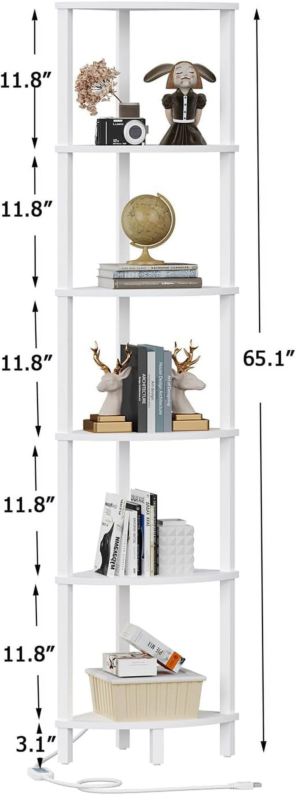 Corners Shelf with LED Light, 6-Tier Corner Bookshelf, Industrial ...