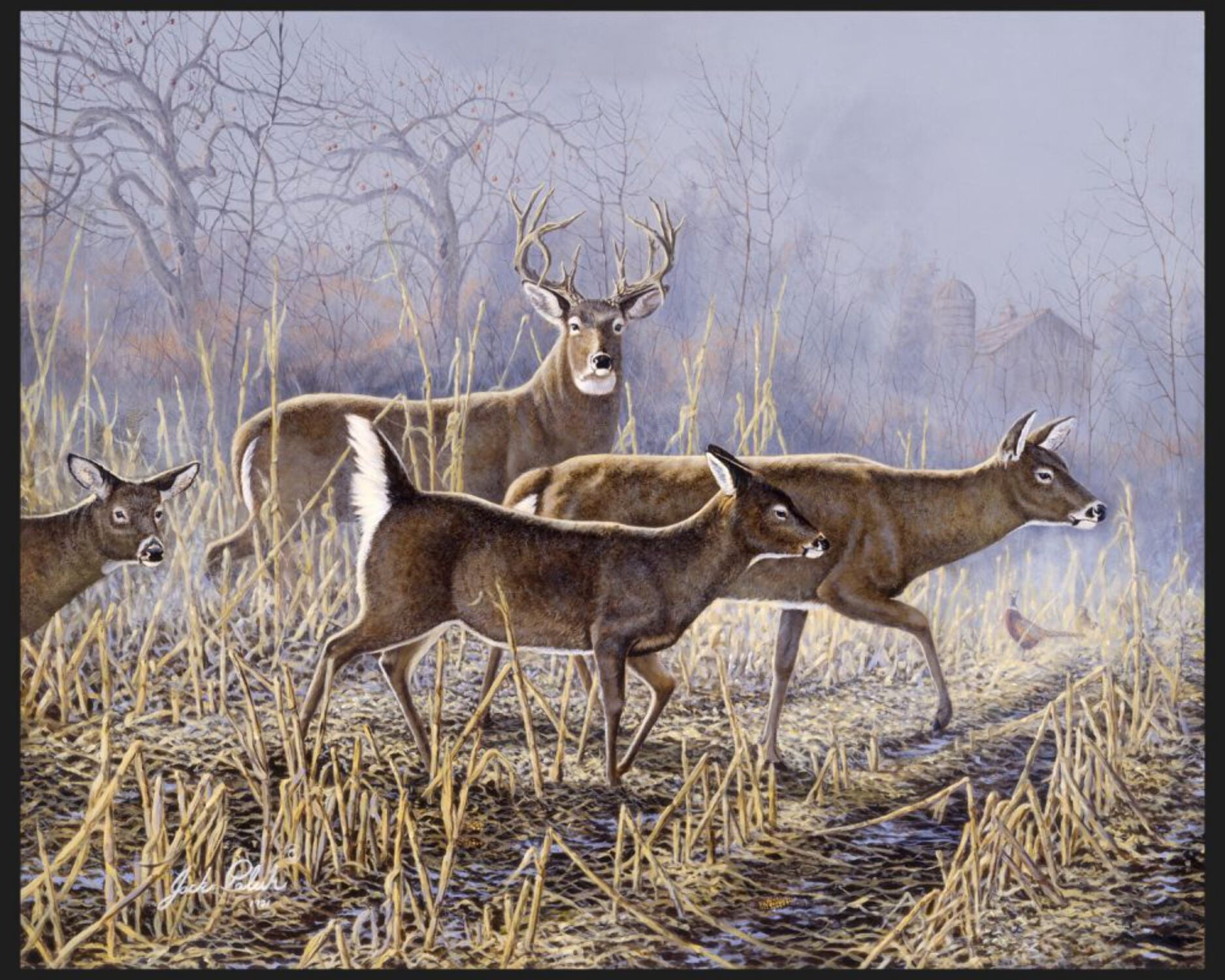 Cornfield Crossing Deer 45" Wide Cotton Panel Fabric - Walmart.com