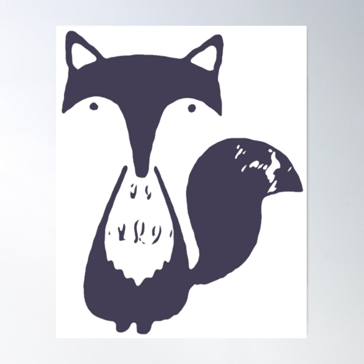 Cornflower Blue Fox Poster Wall Art, Modern Wall Decor For Living Room ...