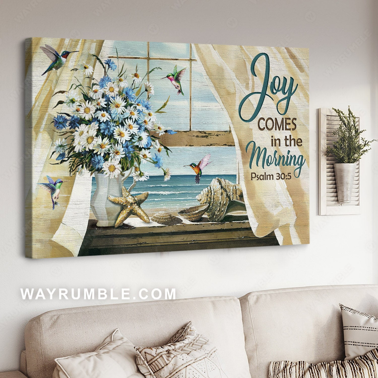 Cornflower Blue, White Daisy, Hummingbirds, Beach View, Joy Comes In The Morning - Jesus ...