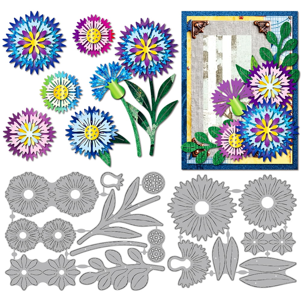 Cornflower Metal Cutting Dies Layered Flowers Die Cuts Stencils Flower ...
