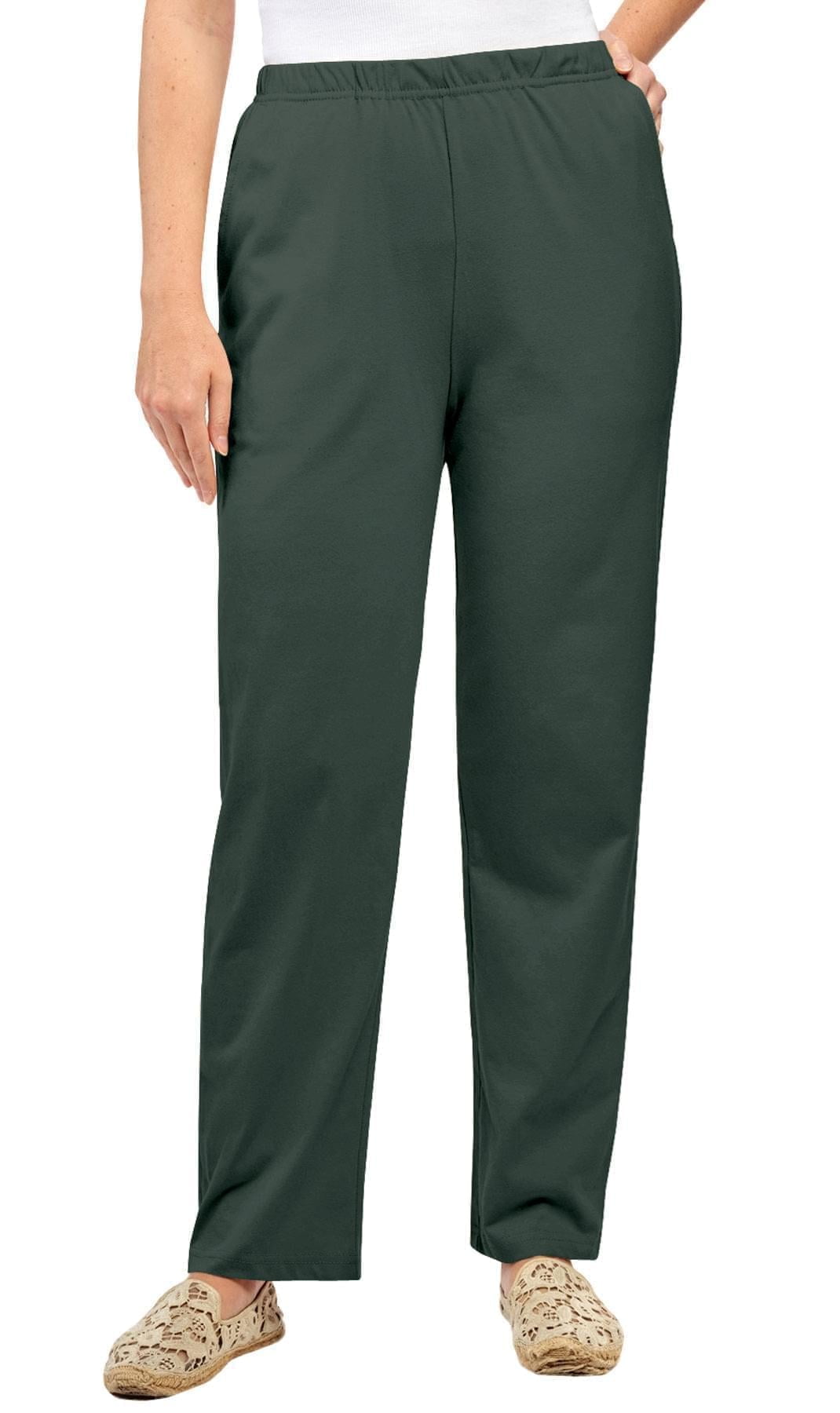 Turtle Bay New York Women's Knit Pull on Pants - Cotton Blend with Flat ...