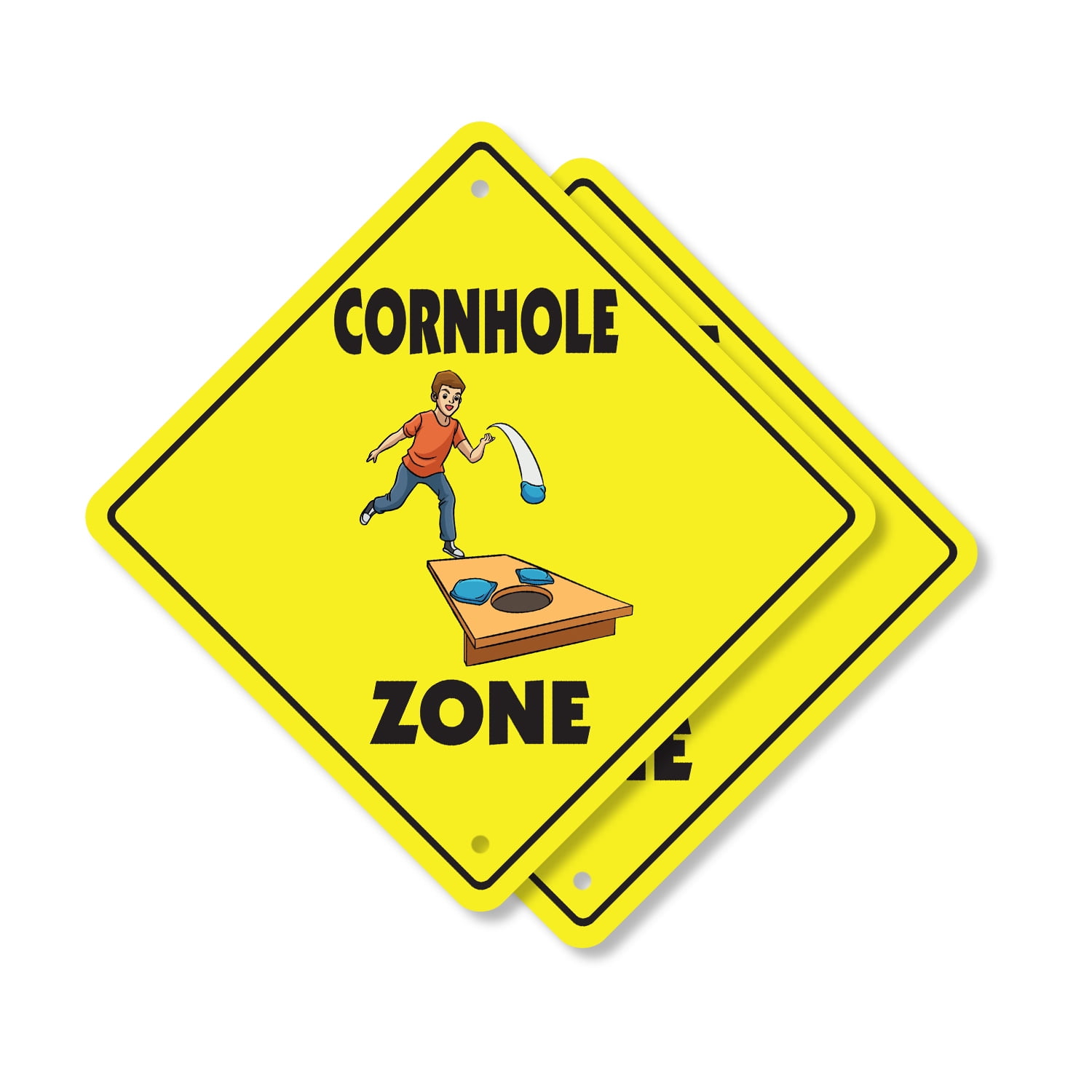 Cornhole (2 Pack) Plastic Crossing Sign - 10 Inch X 10 Inch Xing Sign ...
