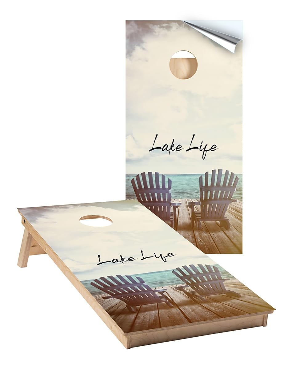 Cornhole Board Wraps Lake Life Lake #527 - Lake Life Scene Cornhole Wraps - Cornhole Graphic ...