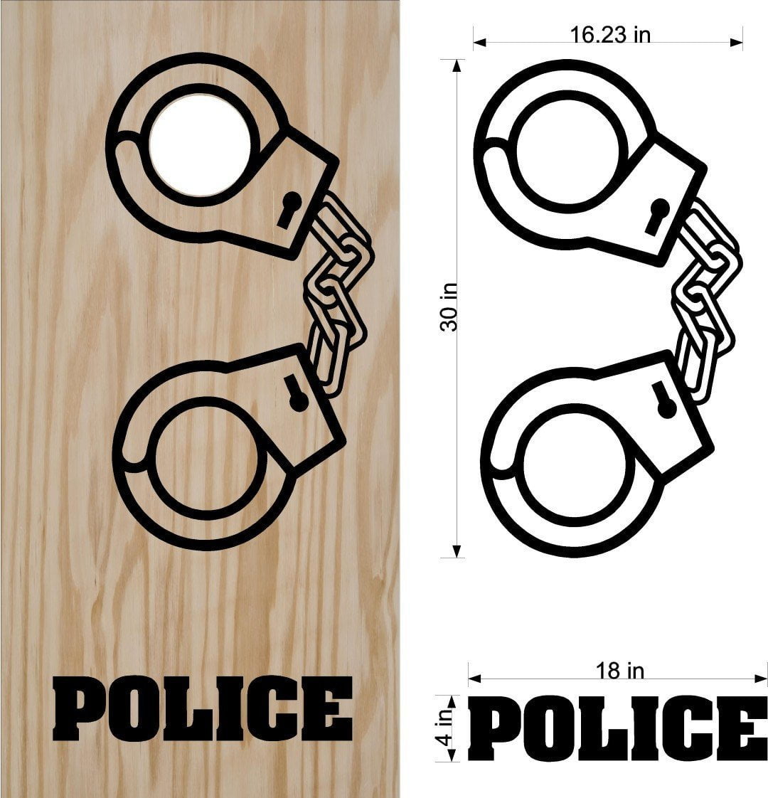 Cornhole Boards Decals Police Sheriff Hand-Cuffs Sticker 29 - Walmart.com