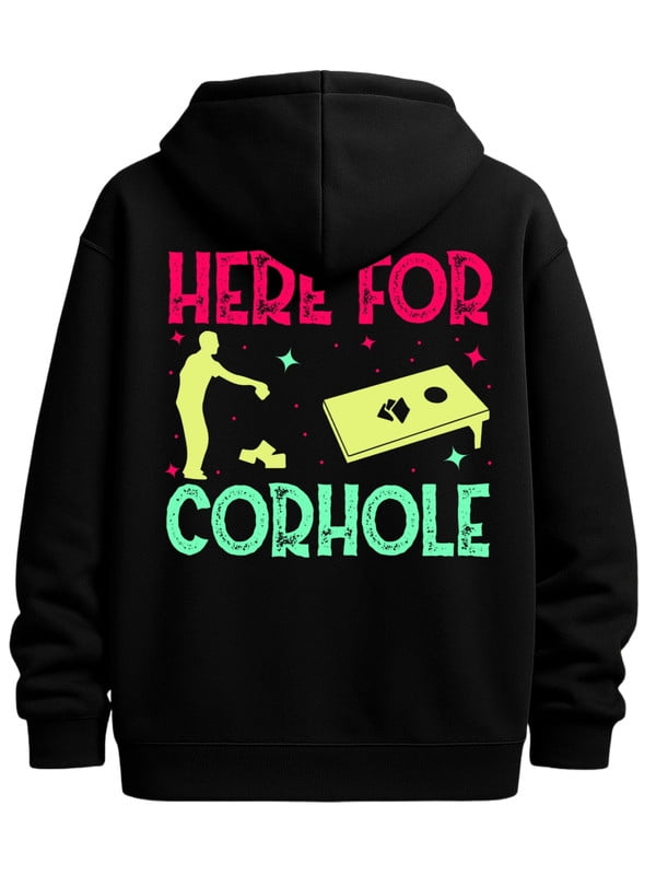 Cornhole Fun hoodies men polyester black Casual Wear on Weekends Daily ...