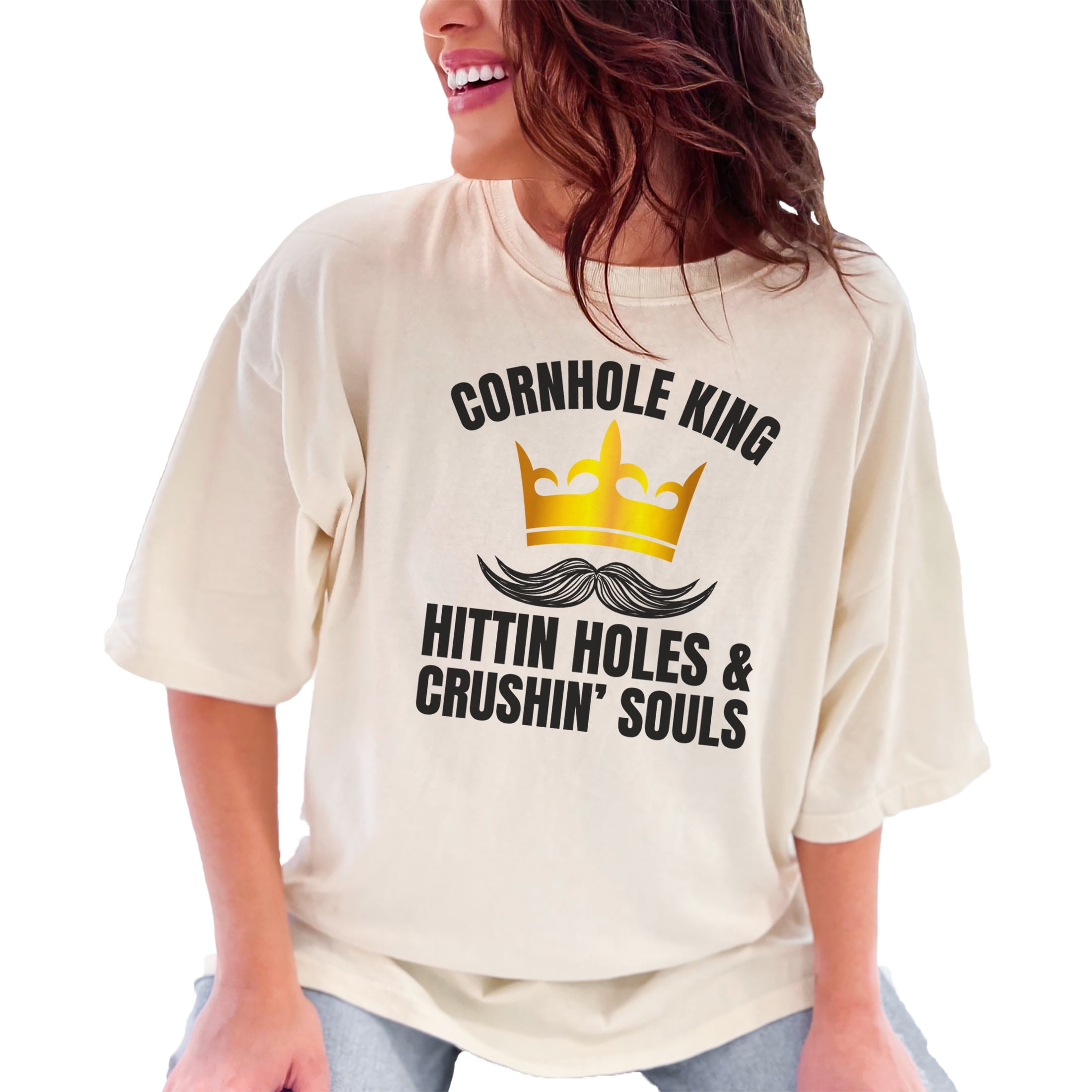 Cornhole King Hittin Holes Crushin Souls, Ivory Comfort Colors T-Shirt ...