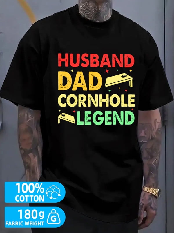Cornhole Legend Dad men's black 180G 100% Cotton Hip-hop streetwear ...